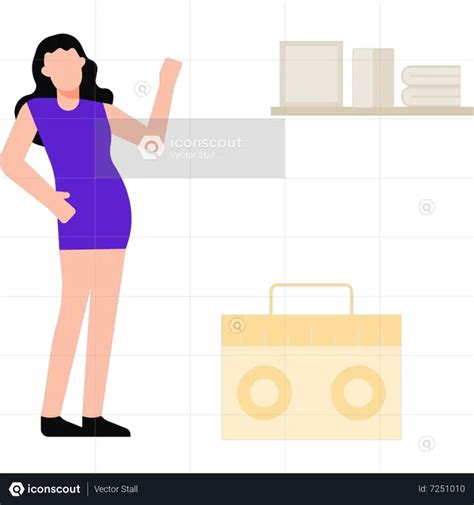 Best The Girl Stands Next To The Boom Boom Box Illustration Download In