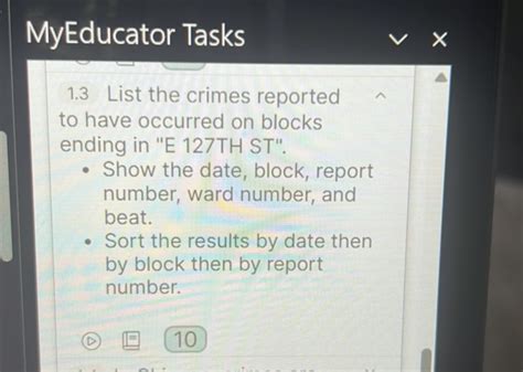 Myeducator Tasks List The Crimes Reported Studyx