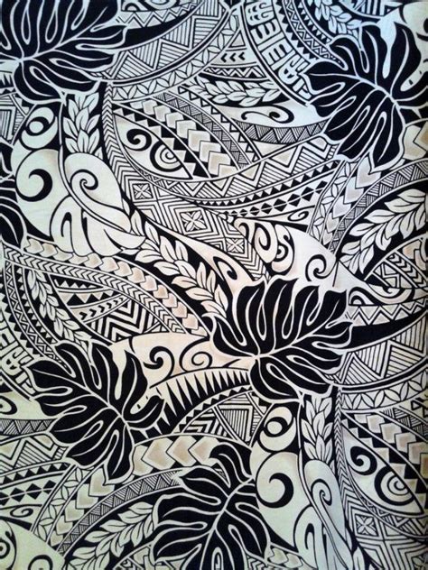 Black And Tan Polynesian Tattoo Fabric Hawaiian Fabric Aloha Polynesian