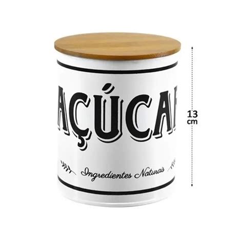 Pote De Lata Redondo Branco Com Tampa Bambu Açúcar 12 Lts Você Compra