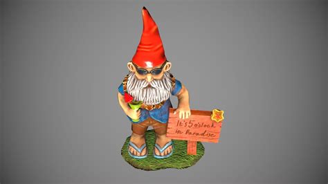 3d Model Garden Gnome With Cocktail Vr Ar Low Poly Cgtrader
