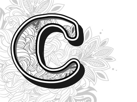 Letra Estilizada C Del Alfabeto Del Zentangle Garabatos Alfabéticos