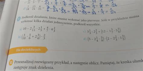 Podkreśl działanie które musisz wykonać jako pierwsze Jeśli w
