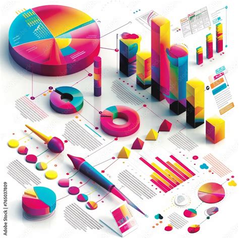 An Array Of Vibrant 3d Bar Graphs Pie Charts And Data Points