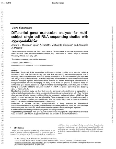 Pdf Differential Gene Expression Analysis For Multi Subject Single