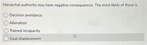 Solved Hierarchal Authority May Have Negative Consequences