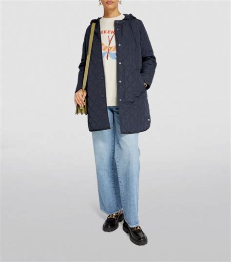Womens Weekend Max Mara Blue Down Quilted Parka Harrods US