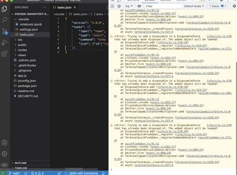 Tasks Smoke Tests Warnings About Leaking Disposables Issue Microsoft Vscode Github