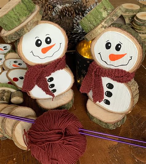 Large Oak Wood Slice Snowman Christmas Ornament Rustic Oak Etsy Uk
