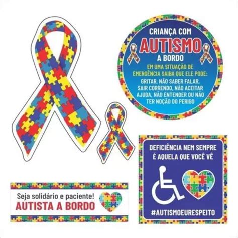 Kit Adesivos Símbolo Autista Para Carro Pcd Laço Autismo MercadoLivre