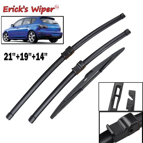 Erick S LHD Wiper Front Rear Wiper Blades Set For Mazda BK Windshield Windscreen