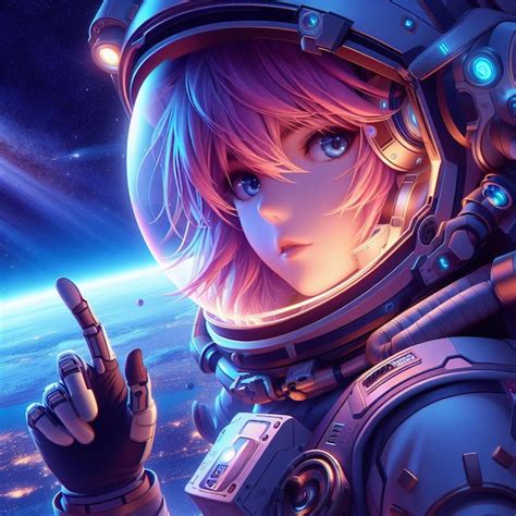 Una Mujer Astronauta Vector Premium