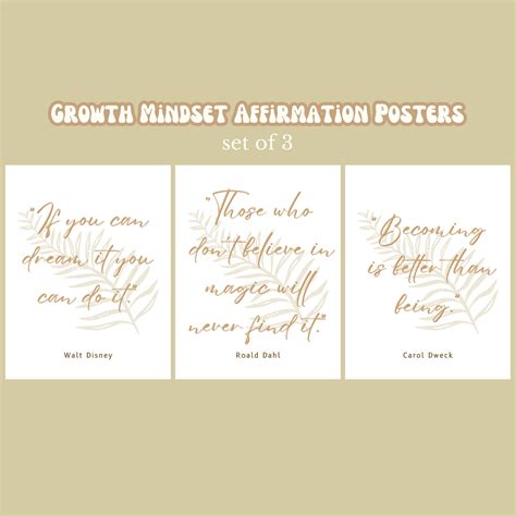Printable Growth Mindset Affirmation Posters Set Of 3 Etsy