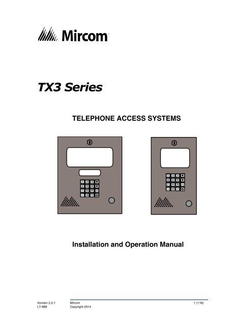 LT TX Installation And Operation Manual Mircom