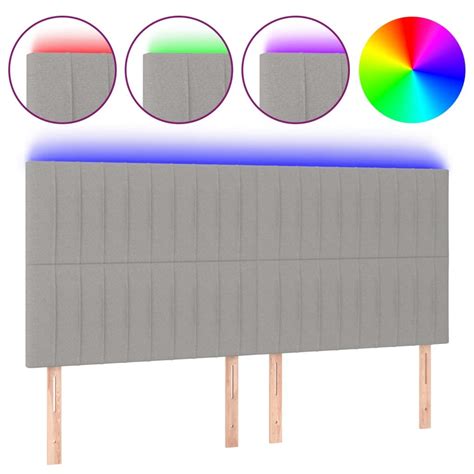 vidaXL Zagłówek do łóżka z LED jasnoszary x x cm tkanina vidaXL Sklep EMPIK