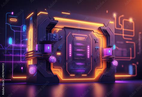 The Future Of Blockchain AI Generated Render Of A Futuristic Digital Network Stock Illustration