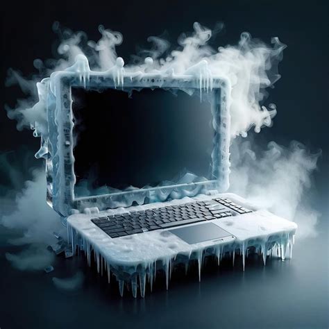 Premium Photo Computer System Freezing Technology Failure Frosty And