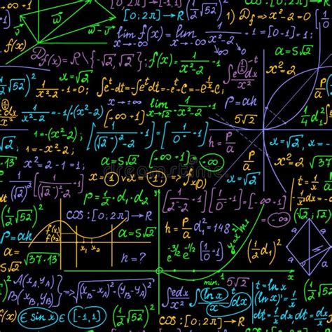 Math Vector Seamless Background With Handwritten Multicolored Mathematical Formulas