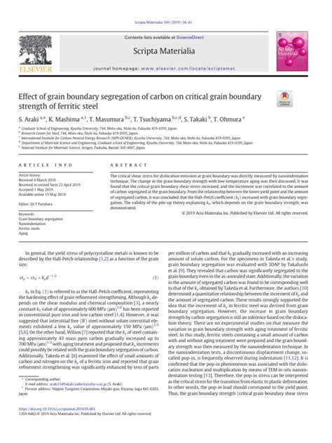 Effect Of Grain Boundary Segregation Of Carbon On Critical Grain Boundary Pdf Yield