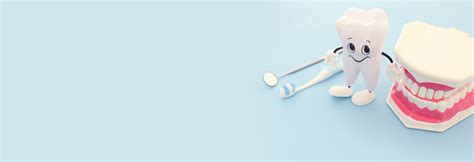 치과 치료 도구 치과 행복 한 건강 한 치아와 병원에서 플라스틱 치아 모델에 대 한 사용합니다 파란색 배경입니다 배너입니다 강철에 대한 스톡 사진 및 기타 이미지 Istock