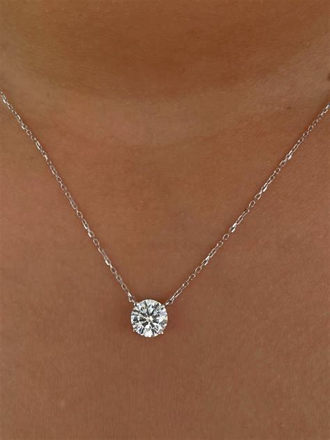 3 Ct Round Lab Created Diamond Necklace14k Gold Lab Grown Diamond