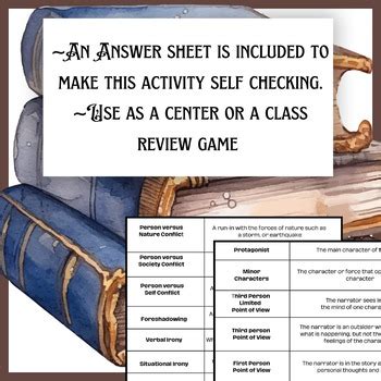 Story Elements Matching Game By Words Wirth TPT