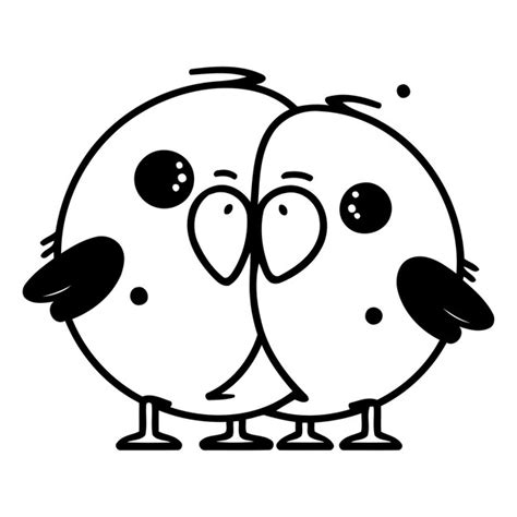 Una linda pareja de pájaros enamorados Ilustración vectorial al estilo