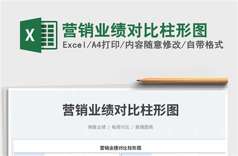 营销业绩对比柱形图 Excel表格 办图网