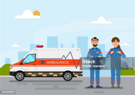 남자와 여자 직원이 있는 구급차 의료 서비스 나르는 환자 개념에 대한 스톡 벡터 아트 및 기타 이미지 개념 건강관리와 의술 교통수단 Istock