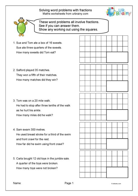 Problem Solving Involving Fractions Worksheets Printable Word Searches