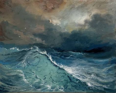 Original Seascape Painting By Martin Pye Realism Art On Canvas Wild Sea