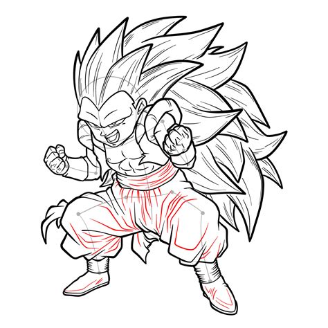 Learn How To Draw Super Saiyan 3 Gotenks From Fusion To Fierce