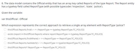 Solved 8 The Data Model Contains The Official Entity That