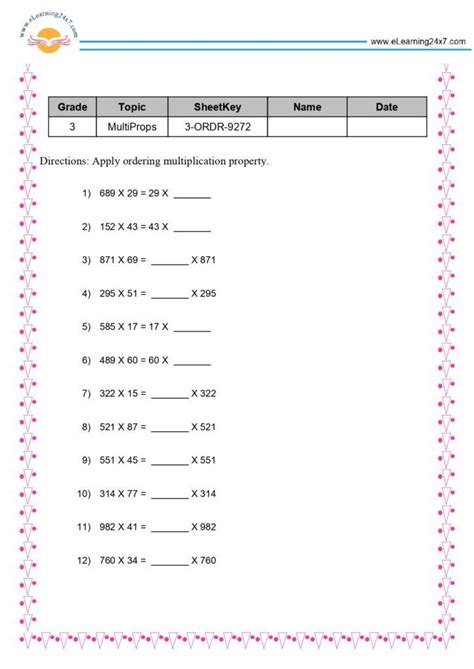 Multiplication Worksheets For Grade 3