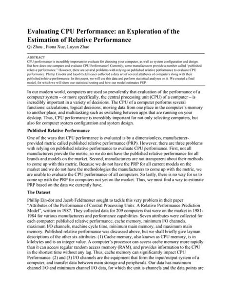 Evaluating Cpu Performance Pdf Operating Systems Computer