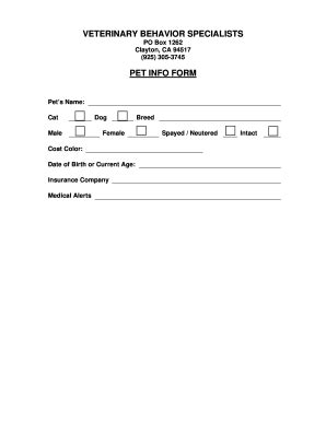 Fillable Online Pet Registration Form VBS Fax Email Print PdfFiller