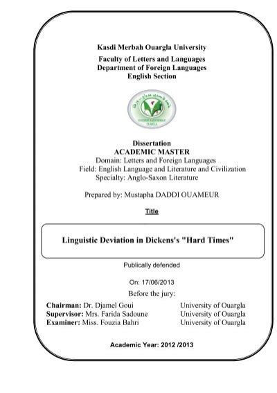 Linguistic Deviation In Dickenss Hard Times