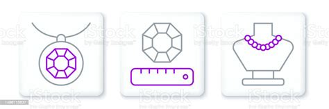 마네킹 펜던트 목걸이 및 보석 돌 아이콘에 라인 목걸이를 설정합니다 벡터 결정체에 대한 스톡 벡터 아트 및 기타 이미지