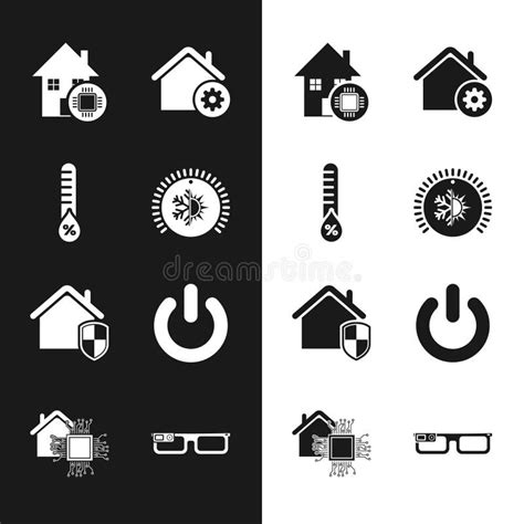 Set Thermostat Humidity Smart Home Settings House Under Protection Power Button Glasses