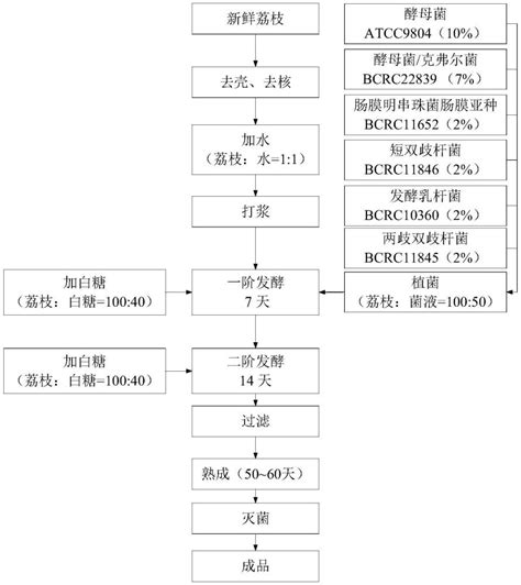 一种益生菌发酵荔枝酒的制备方法及其产品与流程