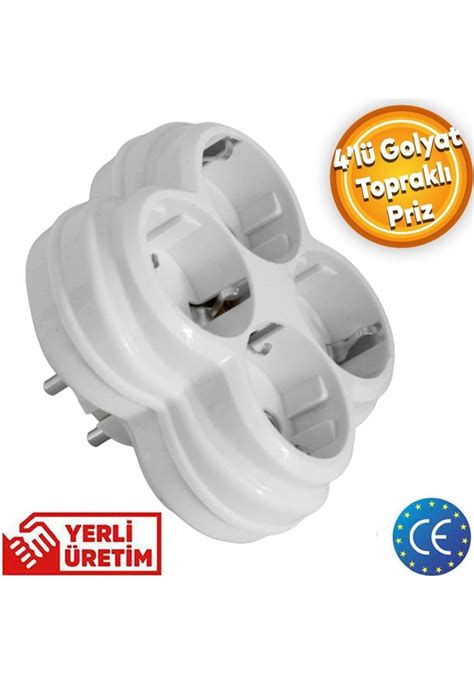 Golyat lü Topraklı Çocuk Korumalı Çoklu Grup Priz Çoğaltma Dörtlü Fiş Piriz Sıva Üstü