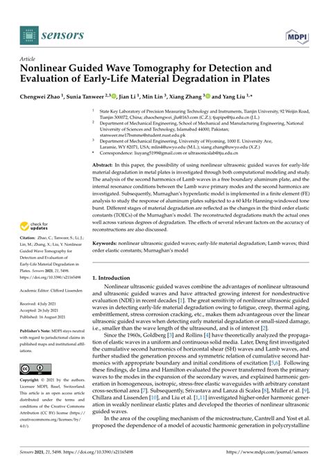 PDF Nonlinear Guided Wave Tomography For Detection And Evaluation Of Early Life Material