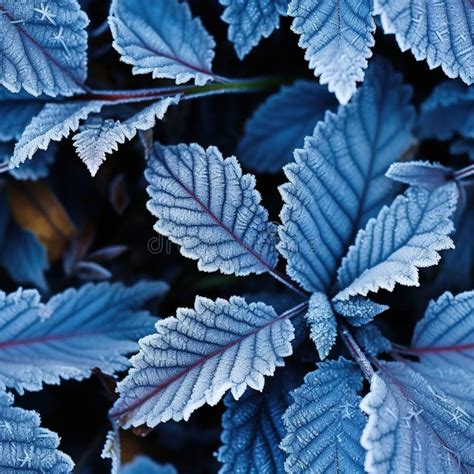 Close Up Photo Of Frost On The Leaves Creating Beautiful Patterns
