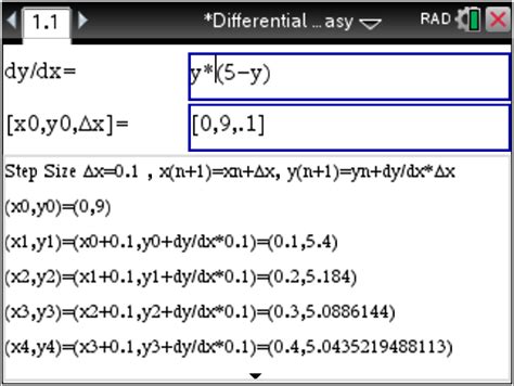 Tinspire Cx Euler Method Differential Equations Tinspireapps