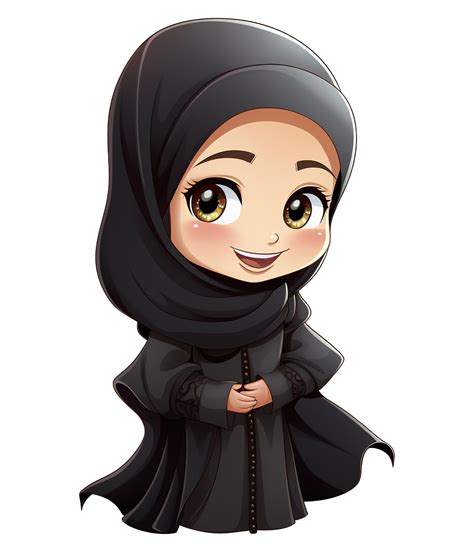 AI Generated Illustration Of Moslem Girl Cartoon Wearing Hijab Ai
