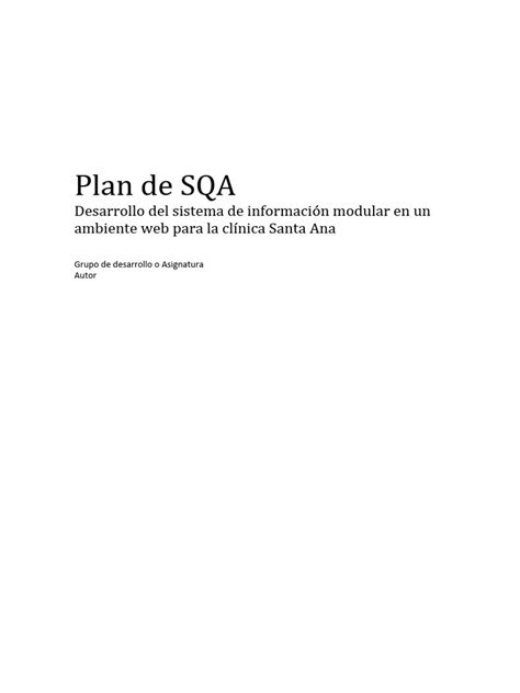 Plantilla Plan Sqa Pdf Software Calidad Comercial