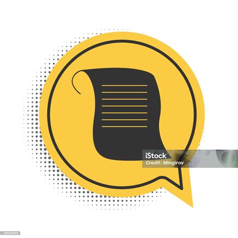 黑紙滾動圖標隔離在白色背景上畫布滾動符號黃色語音氣泡符號向量向量圖形及更多中古時代圖片 中古時代 信 文件 剪裁圖 Istock