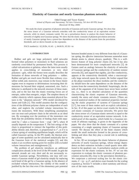 pdf elasticity of gaussian and nearly gaussian phantom networks