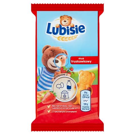 Lubisie Ciastko biszkoptowe z nadzieniem jabłkowo truskawkowym 30 g 1