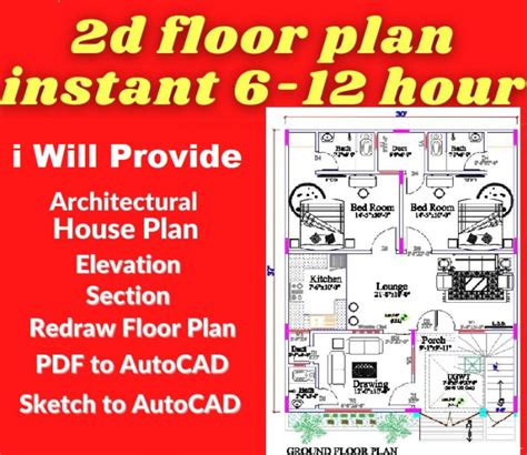 Draw And Redraw Autocad 2d Floor Plan House Plan Architectural By